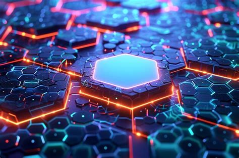 Premium Photo Hi Tech Cyberspace Glowing Hexagonal Cubes In A Dynamic
