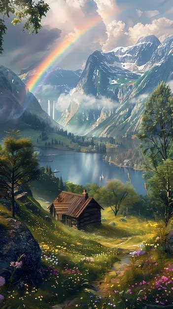 Um Arco íris De Sonho Num Campo Foto Grátis