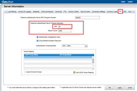 Remedy Ar System Server External Authentication Server Timeout Value