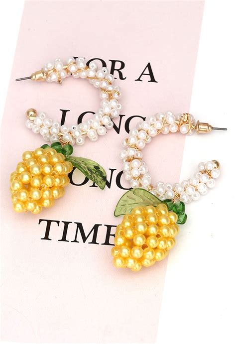 Pearly C Shape Lemon Drop Earrings Retro Indie And Unique Fashion