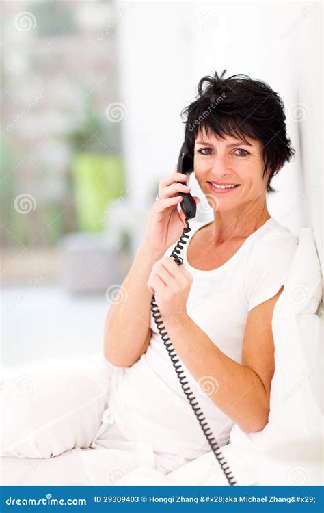 Woman Landline Phone Stock Image Image Of Peaceful Handset 29309403