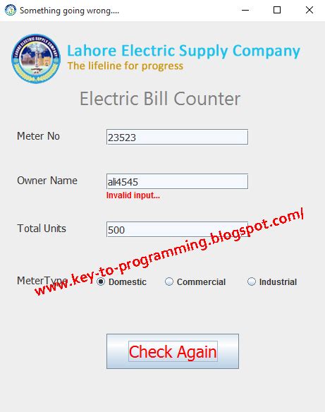 Auto Electric Bill Calculator System Gui Complete Power Supply System
