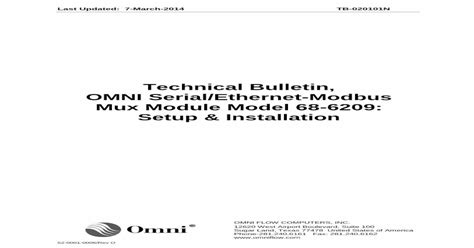 Pdf Technical Bulletin Omni Serial Ethernet Modbus Mux Module