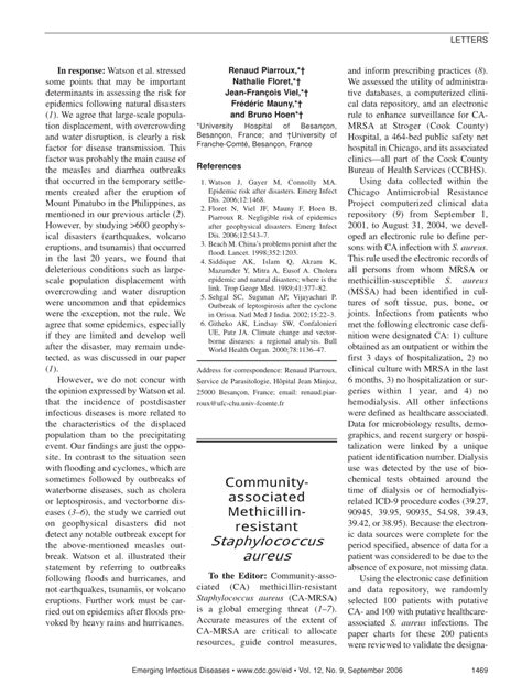 Pdf Community Associated Methicillin Resistant Staphylococcus Aureus