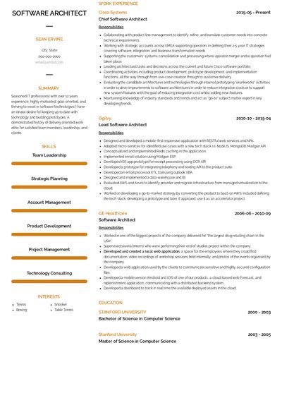 Software Architect Resume Samples And Templates VisualCV