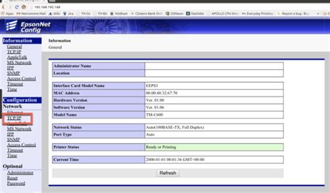 Configuring EPSON Printer Hardware Ethernet Paytronix Online Ordering Resource Center