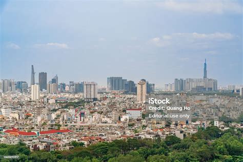 7 구역에서 도심까지의 전망 비텍스코 타워와 랜드마크 81 Ifc One을 참조하십시오 베트남의 유명한 타워 베트남의 선진 도시