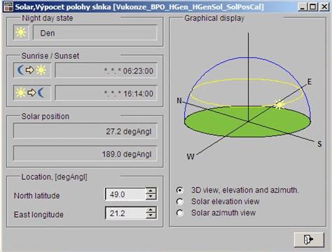Setting The Parameters In The Sun Position Calculation Screen