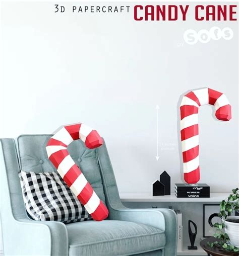 Candy Cane Papercraft You Get Pdf Digital File Templates And Instructions For These Diy Modern