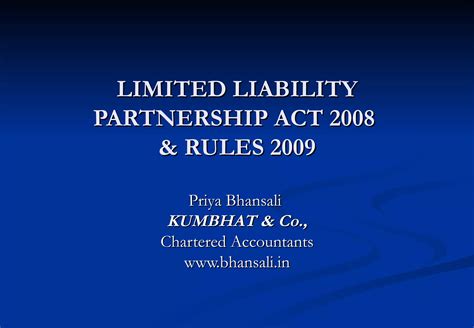 Limited Liability Partnership Act 2008 Ppt