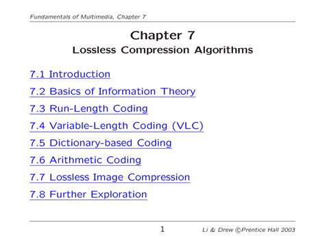 Lecture 08 Lossy Compression Algorithms Chapter 7 Lossless Compression Algorithms 7