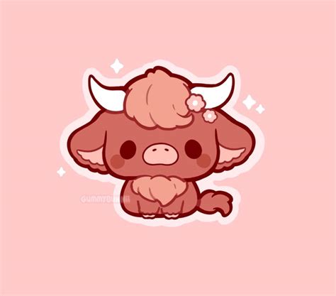 Highland Cow Sticker Stickers Cute Kawaii Decal Cut Etsy Cute