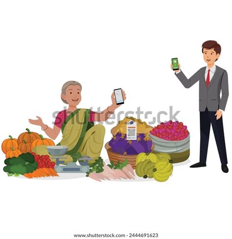 Indian Vegetable Vendor Old Woman Selling Vegetables Using Stock Vector