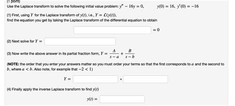 Solved Use The Laplace Transform To Solve The Following Chegg