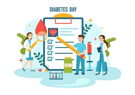 Mundo Diabetes Día Vector Ilustración En 14 Noviembre Con Doctores