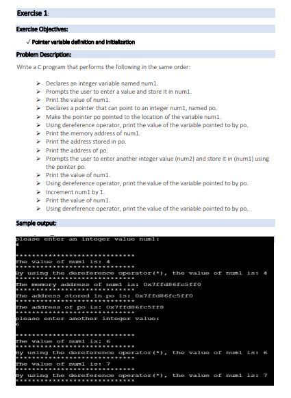 Solved Exercise 1 Exercise Objectives Pointer Variable