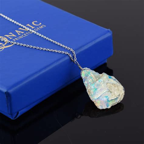 Qnavic 100 Natural Fire Raw Ethiopian Opal Stone Handmade Dainty
