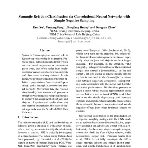 Semantic Relation Classification Via Convolutional Neural Networks With Simple Negative Sampling