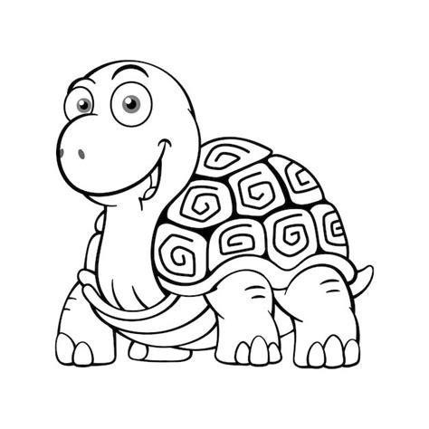Cute Tortoise Cartoon Character Outline Premium Vector