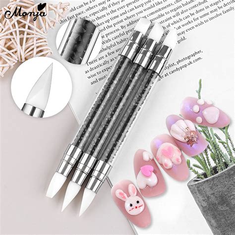 Monja 1 Pc Nail Art Silicone Uv Gel Diy Carving Pen Shaping Sculpture