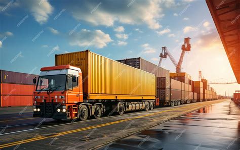 Premium Ai Image Efficient Container Loading With Forklift Generative Ai