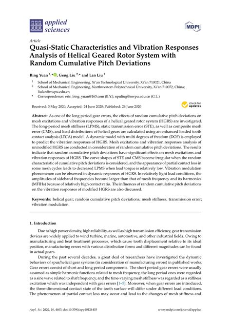 Pdf Quasi Static Characteristics And Vibration Responses Analysis Of