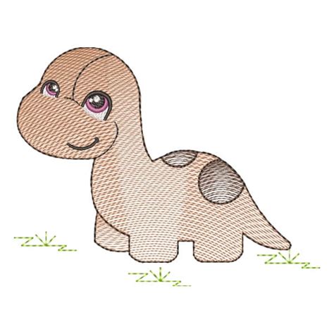 Matriz De Bordado Dino Cute Pontos Leves Em Vários Tamanhos E Bordados