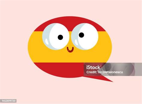 Cheerful Speech Bubble In Spanish Language Vector Cartoon Character