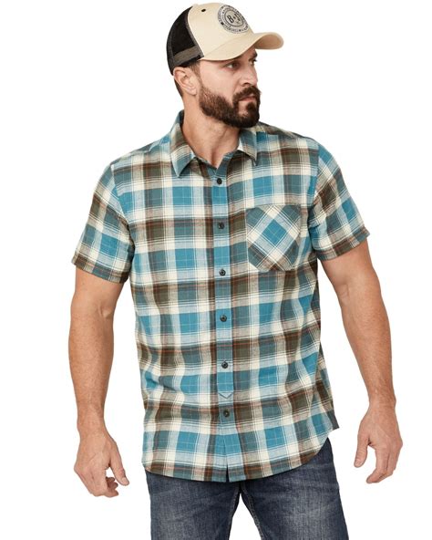 Brothers And Sons Mens Bonner Plaid Print Short Sleeve Button Down