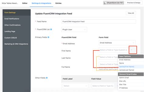 fluent forms advanced configuration fluentcrm