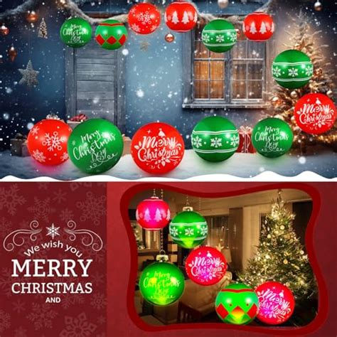 Snapklik Jetec 12 Pcs Light Up PVC Inflatable Christmas Ball 9