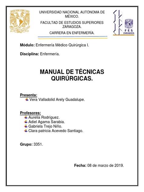 Manual de Técnicas Quirúrgicas | PDF | Acero inoxidable | Enfermería