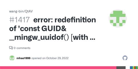 Error Redefinition Of Const Guidand Mingwuuidof With T