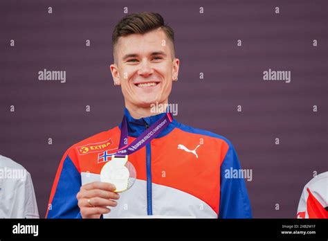 Rome, Italy 20240609. Gold winner Jakob Ingebrigtsen at the medal ceremony for 5000m during the ...