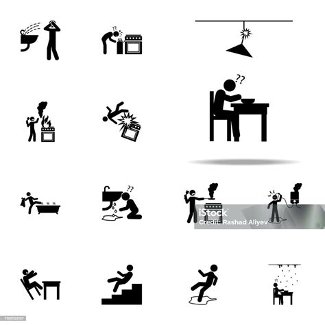 위험 리스크 깨진 아이콘 가정 위험 및 안전 주의 사항 아이콘 웹 및 모바일에 대 한 보편적 인 세트 가정의 방에 대한 스톡 벡터 아트 및 기타 이미지 Istock