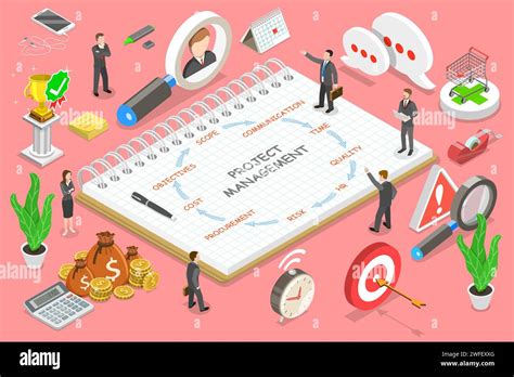 Isometric Flat Vector Concept Of Project Management Business Multitasking Achieving Project