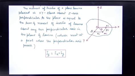 Theorem Of Parallel Axis And Perpendicular Axis Youtube
