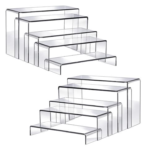 Fixwal 10pcs 2 Set Acrylic Risers For Display Clear Perfume Organizer