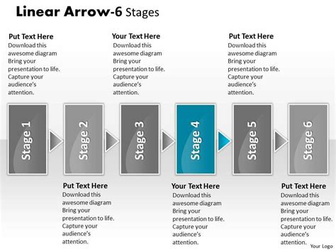 Linear Arrow 6 Stages 8 Graphics Presentation Background For PowerPoint PPT Designs