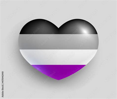 Asexual Pride Flag Of Heart Shape Glossy Badge Lgbtq Flag Official Symbol Of The Community