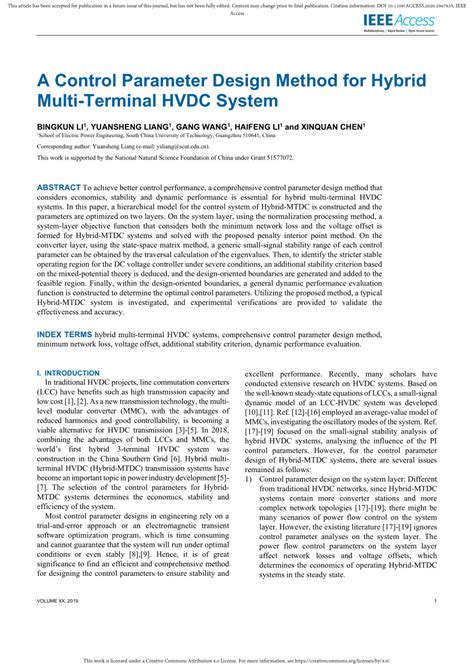 Pdf A Control Parameter Design Method For Hybrid Multi Terminal Hvdc System