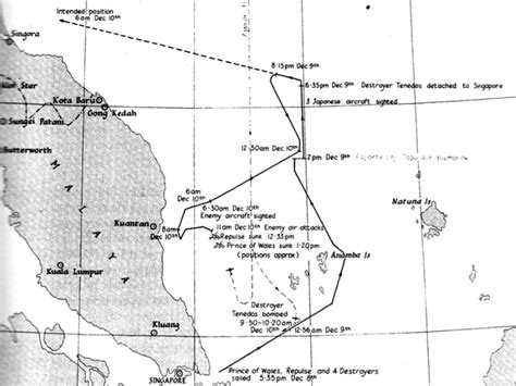 Pacific Wrecks Enlargement Of Map Of Force Z Sortie And Sinking Of