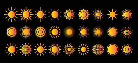 Sun Icons Vector Symbol Set 17242951 Vector Art At Vecteezy