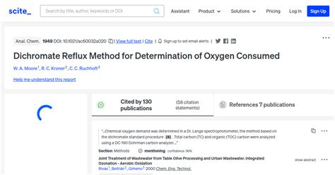 Dichromate Reflux Method For Determination Of Oxygen Consumed Scite Report