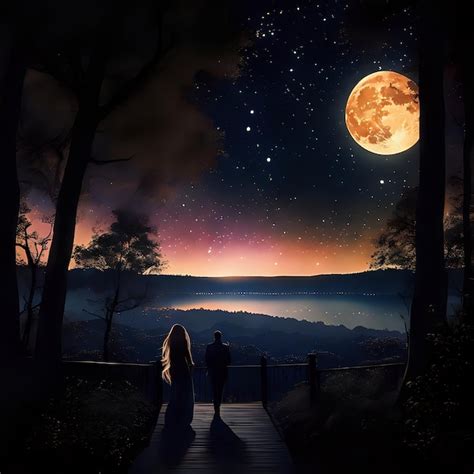 Premium Ai Image Romantic Couples In Night