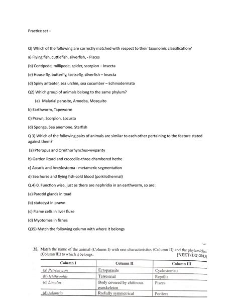 Biol Bio Practice Set Q Which Of The Following Are Correctly Matched With Respect To