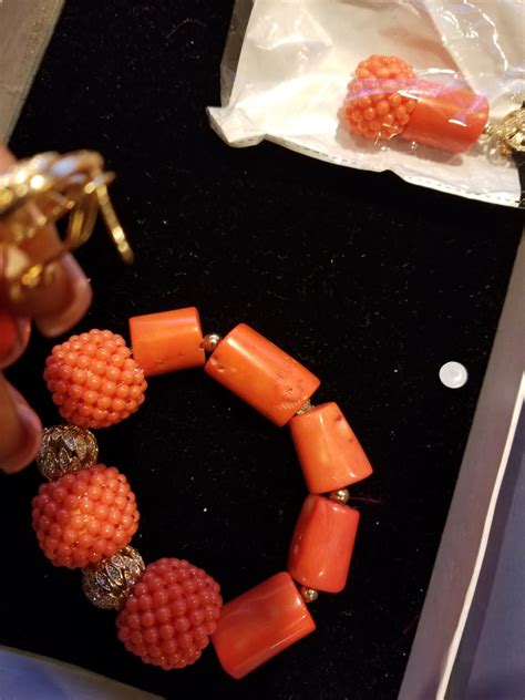 Sale Nigerianedo Coral Beaded Necklace Set 3pcs Traditional Edo Cor