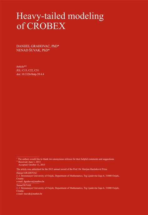 Pdf Heavy Tailed Modeling Of Crobex