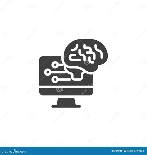 Brain Connected To A Computer Vector Icon Stock Illustration Illustration Of Single Sign