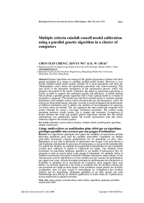 Pdf Multiple Criteria Rainfall Runoff Model Calibration Using A